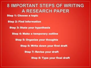 8 steps for writing an effective research paper | PPTX