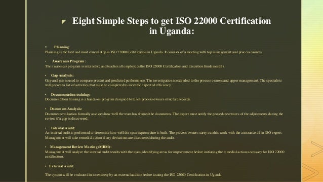 8 steps to achieve an iso 22000 certification in uganda | PPTX