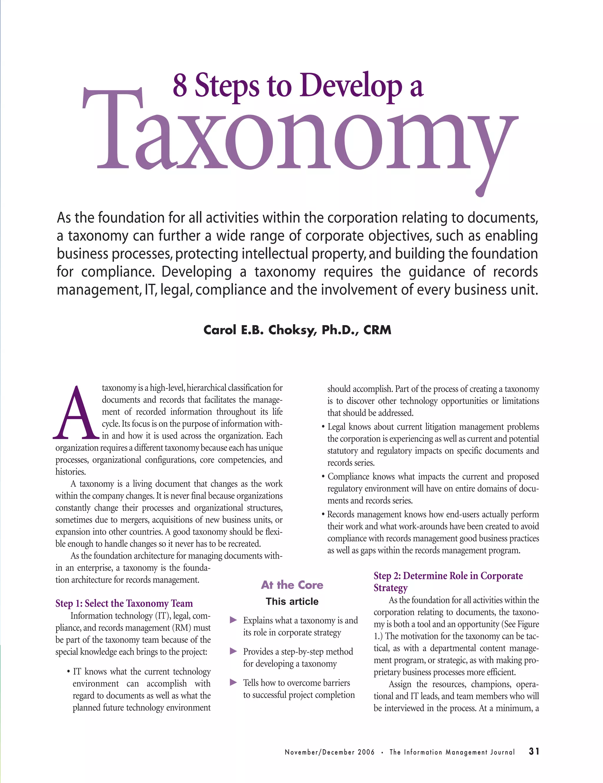 8 Steps To Develop A Taxomnomy | PDF