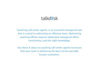8 Steps to Effectively Coaching Call Center Agents | PDF