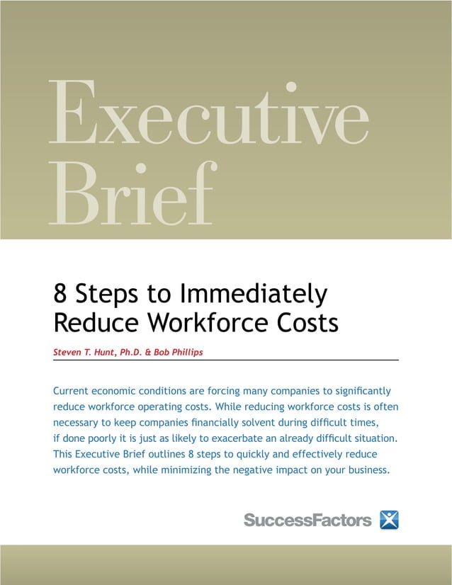 8 Steps To Immediately Reduce Workforce Costs | PDF