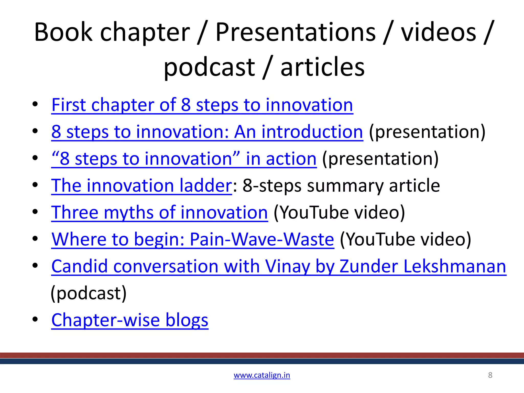 8 steps to innovation excellence | PPT