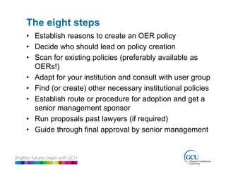 8 steps to oer (oer15) | PPTX | Education industry | Industries