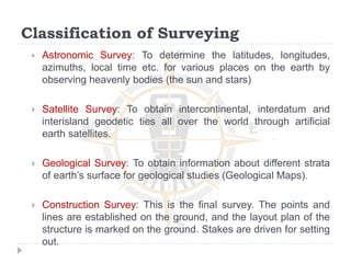 Surveying - objectives, principles, classification | PPTX