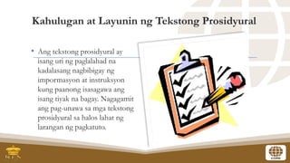 TEKSTONG PROSIDYURAL PAGBASA AT PAGSUSURI NG IBAT IBANG TEKSTO TUNGO SA ...
