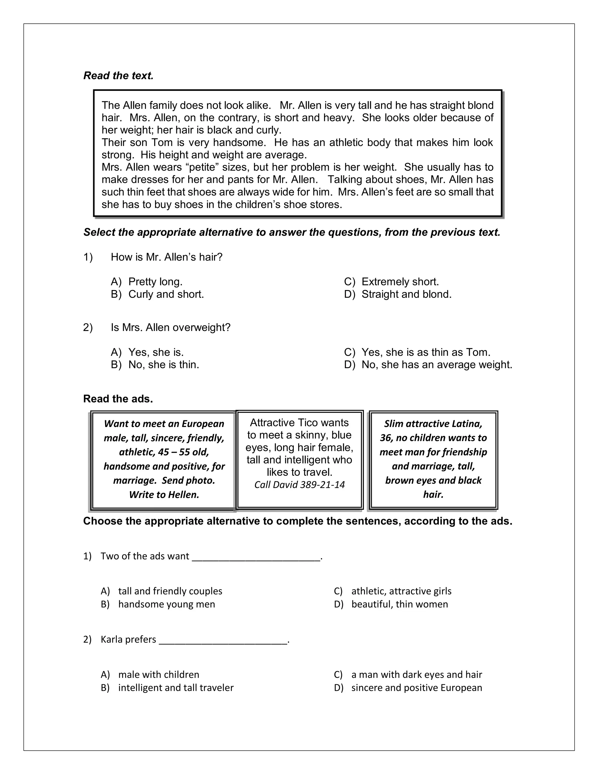Description of People's Physical Appearance | PDF