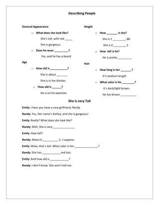 Description of People's Physical Appearance | PDF