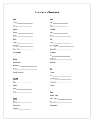 Description of People's Physical Appearance | PDF