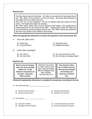 Description of People's Physical Appearance | PDF