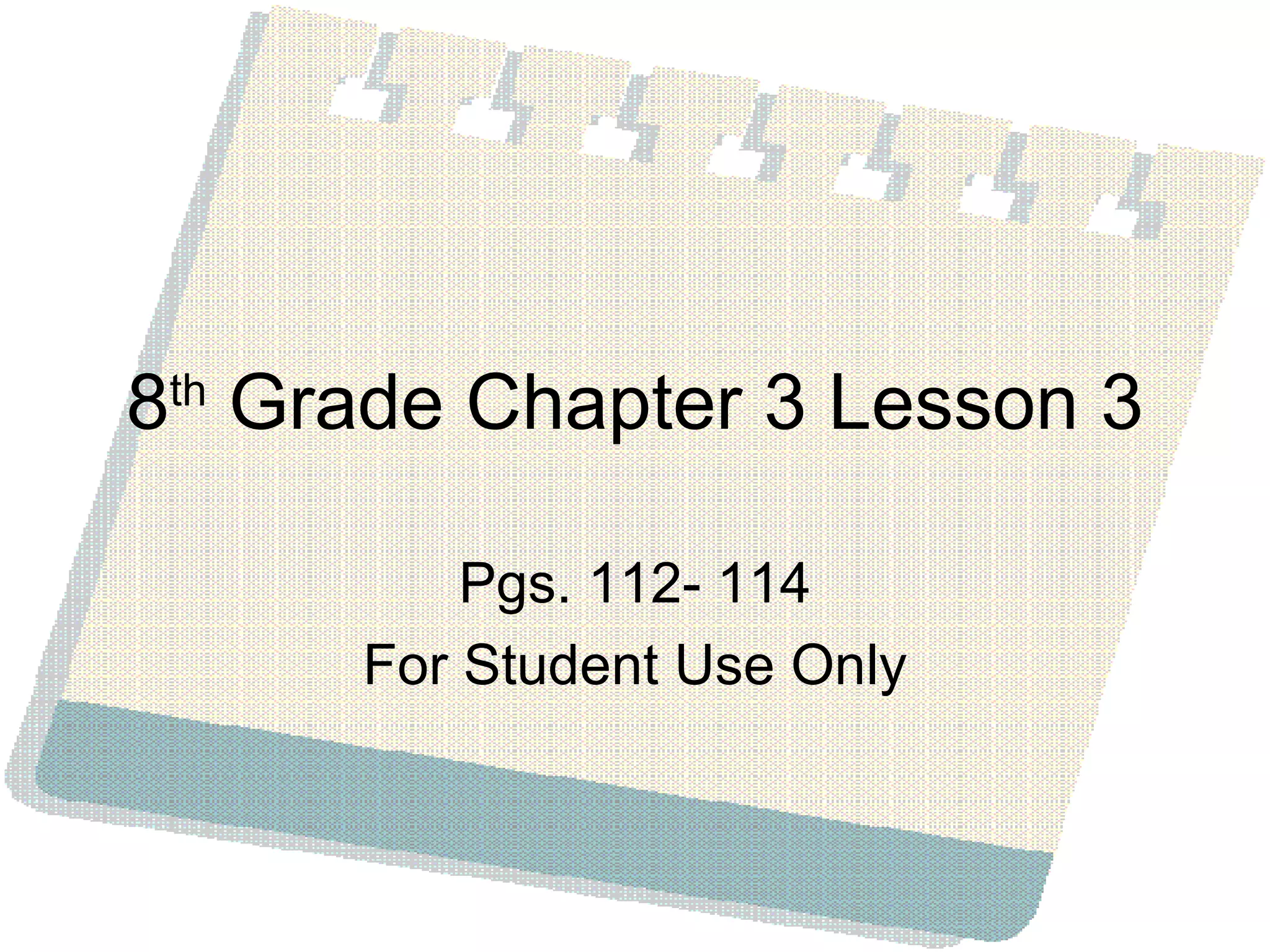 8th Grade Chapter 3 Lesson 3 | PPT