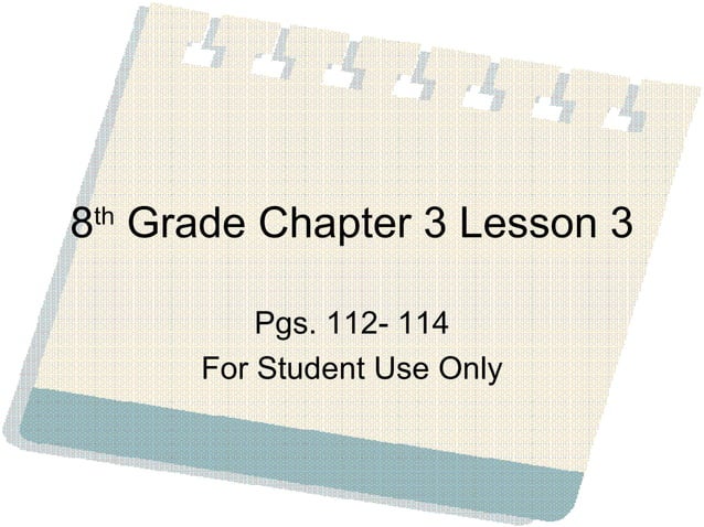 8th Grade Chapter 3 Lesson 3 | PPT