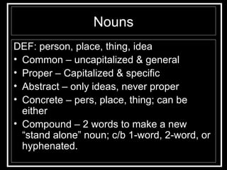 8th Grade Grammar Review Noun Fam | PPT