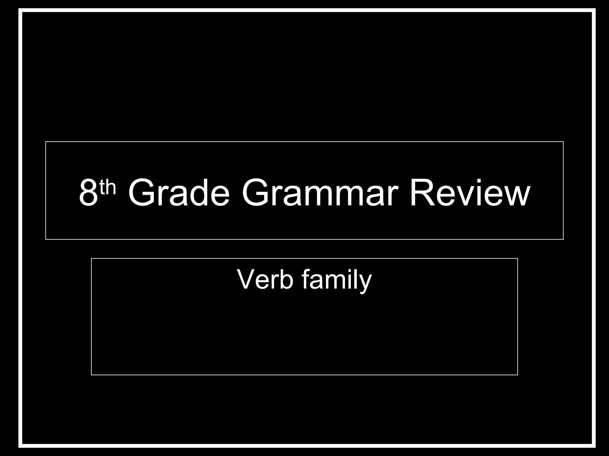 8th Grade Grammar Review Verb Fam | PPT
