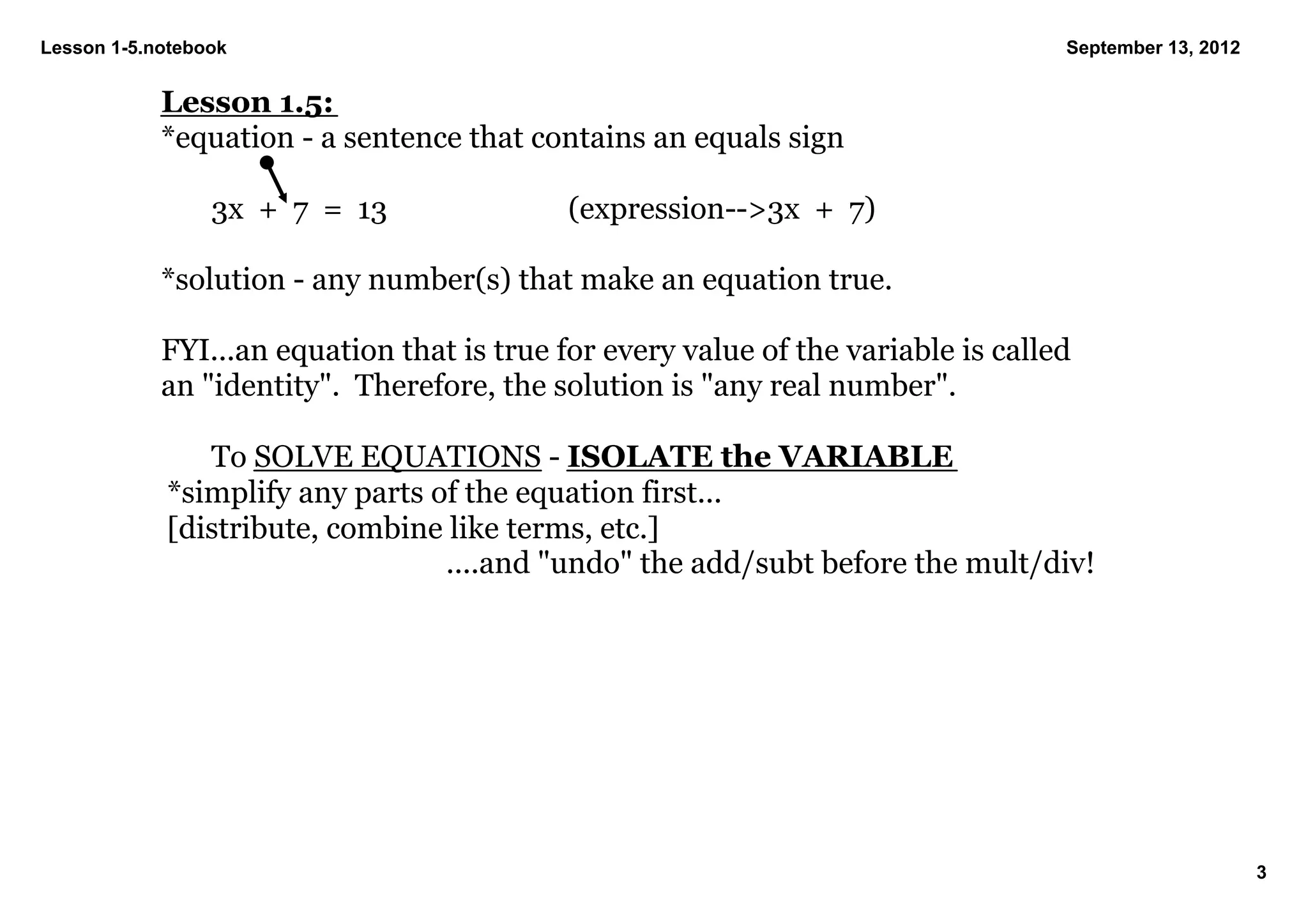 8th alg -l1.5--sept13 | PPT