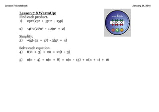 8th alg -l7.8 | PPT