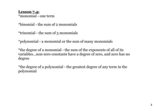 8th Alg - L7.4--Feb9 | PPT