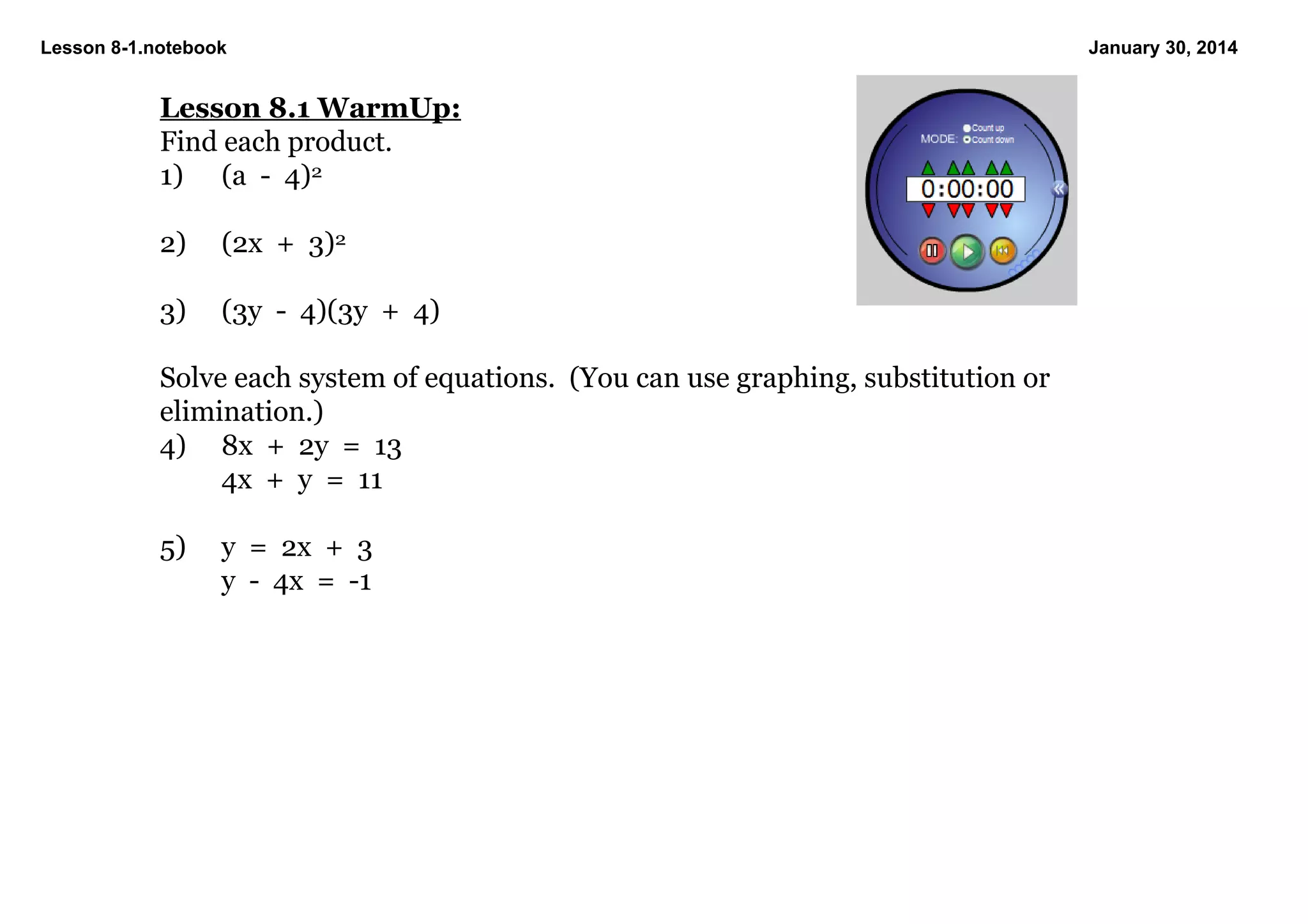 8th alg -l8.1 | PPT