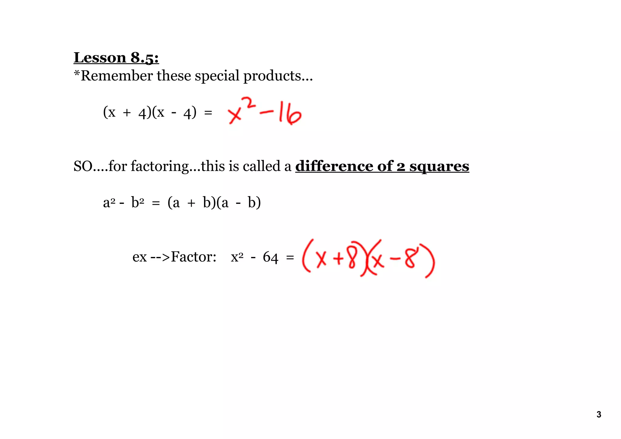 8th Alg - L8.5--March29 | PDF