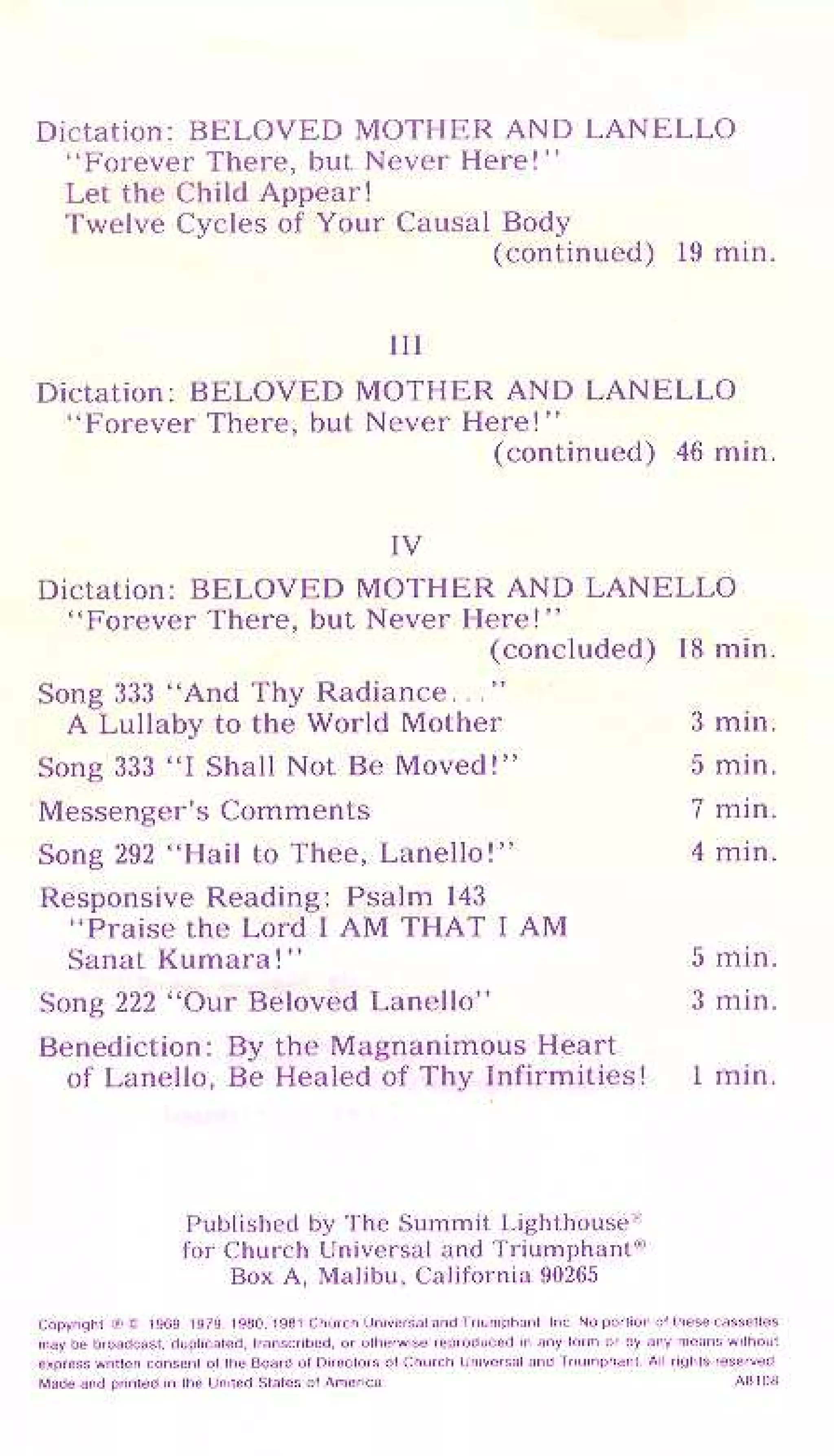 The Summit Lighthouse: 8th ascension anniversary of mark prophet album ...