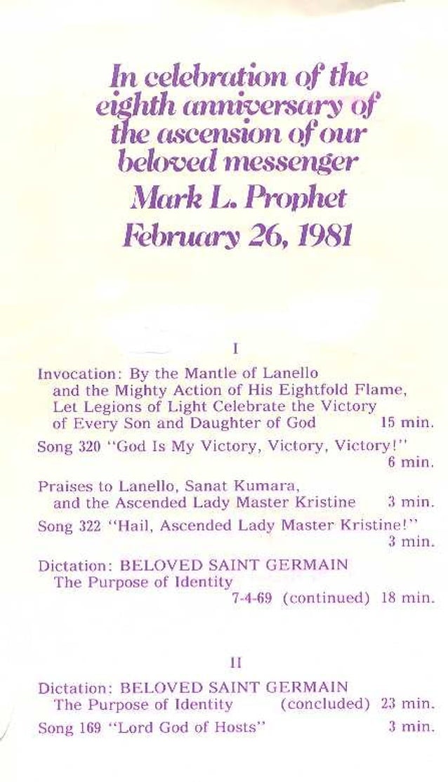 The Summit Lighthouse: 8th ascension anniversary of mark prophet album ...