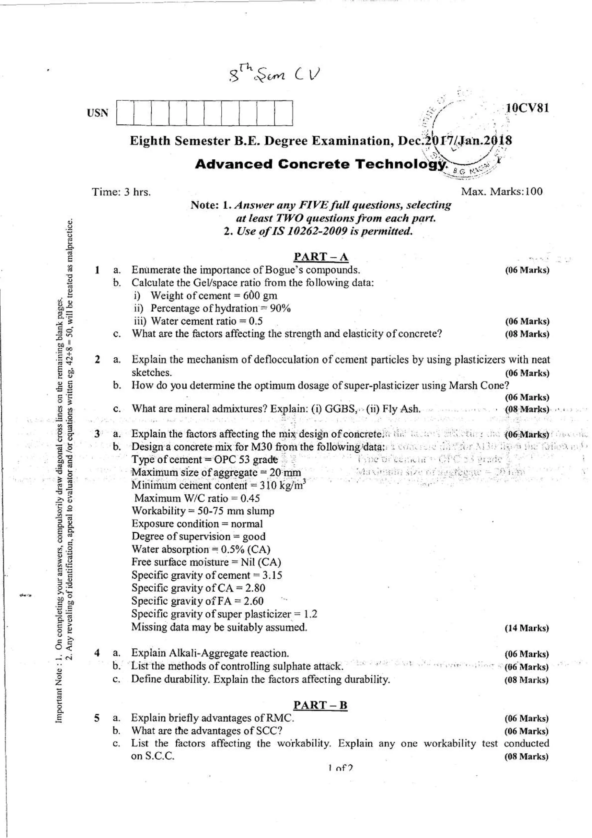 8th semester VTU Civil Engineering till jan 2018 | PDF