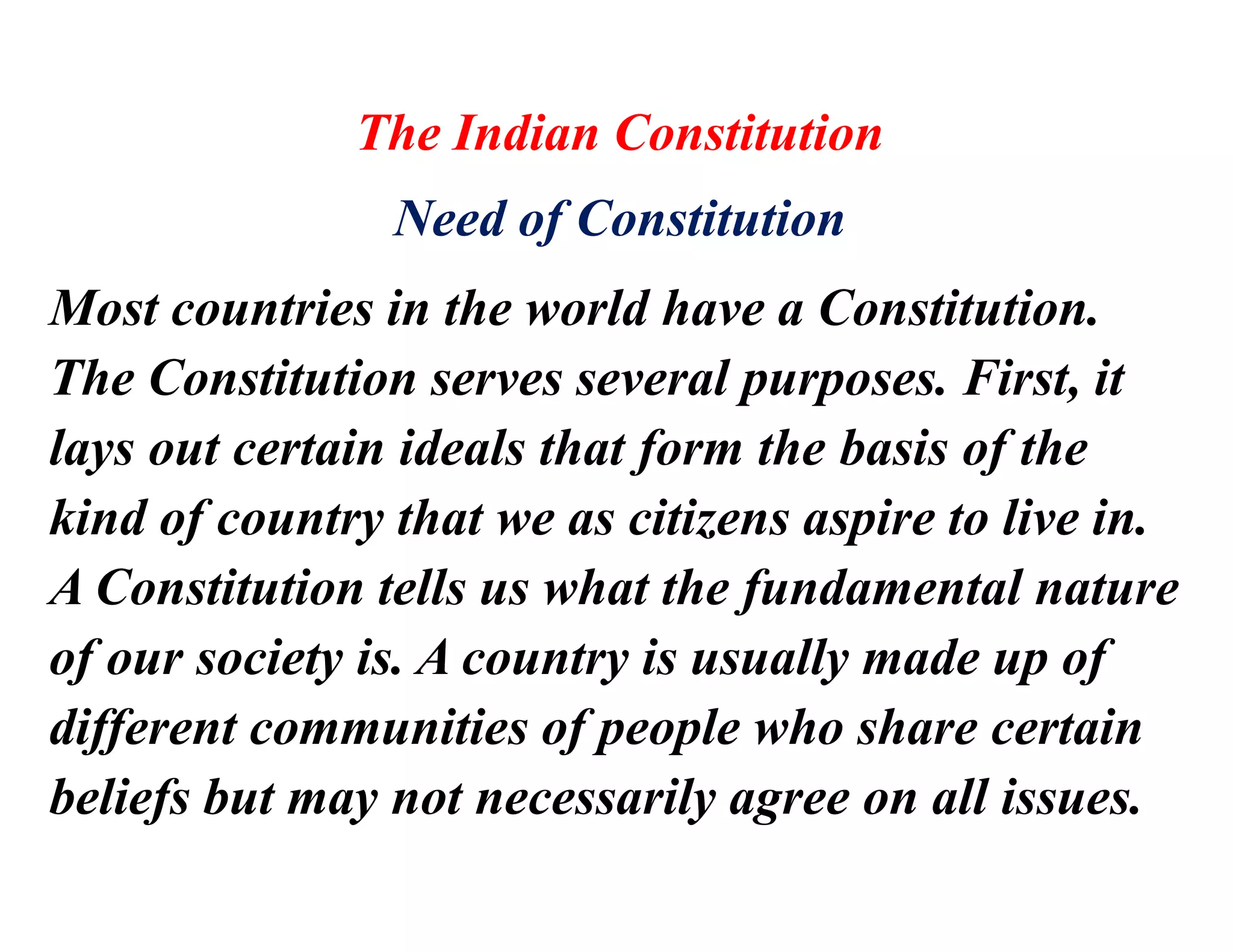 Indian Constitution Class VIII | PPTX