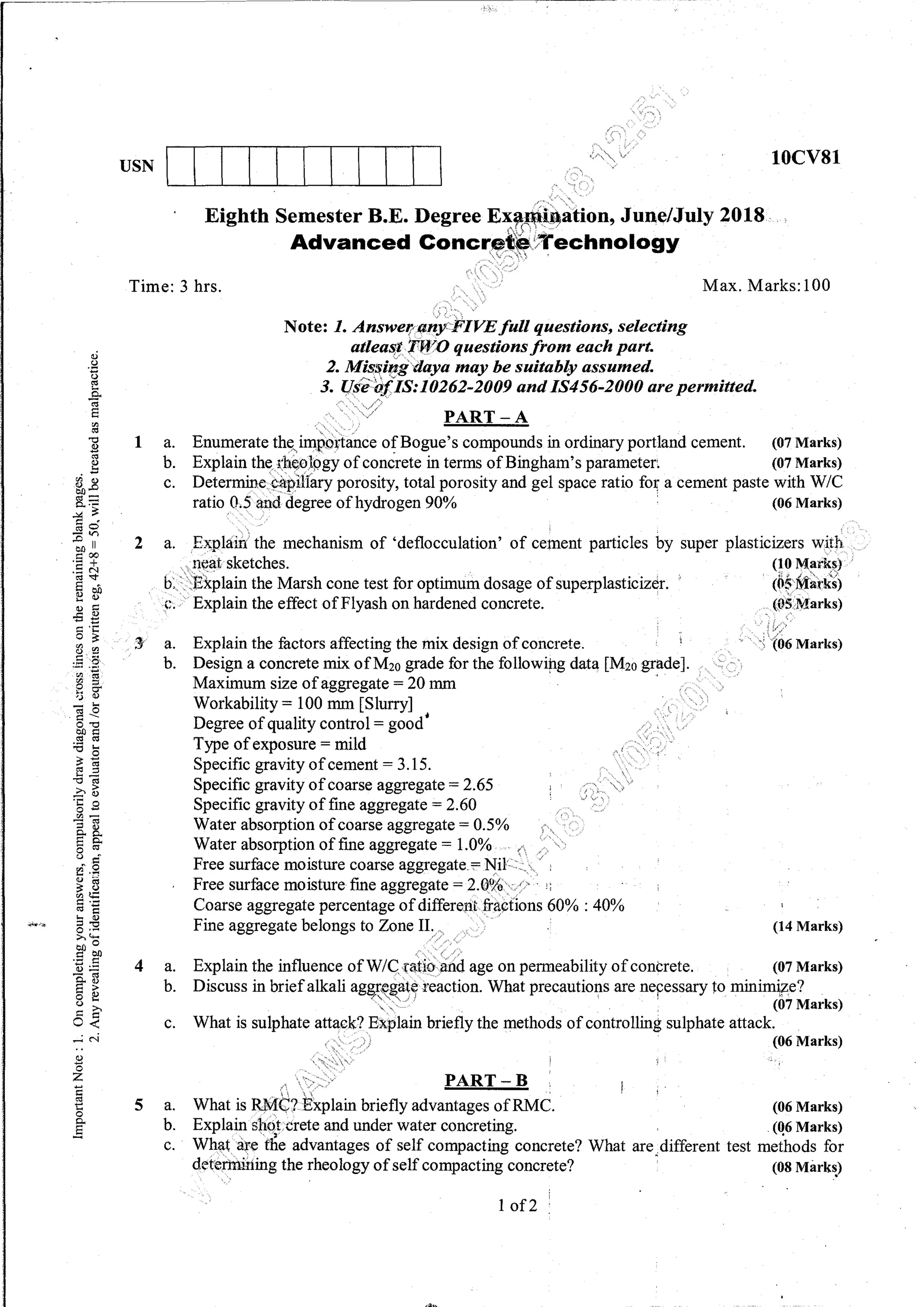 8th Semester Civil Engineering VTU 2010 Scheme question papers till Jan 2019 | PDF