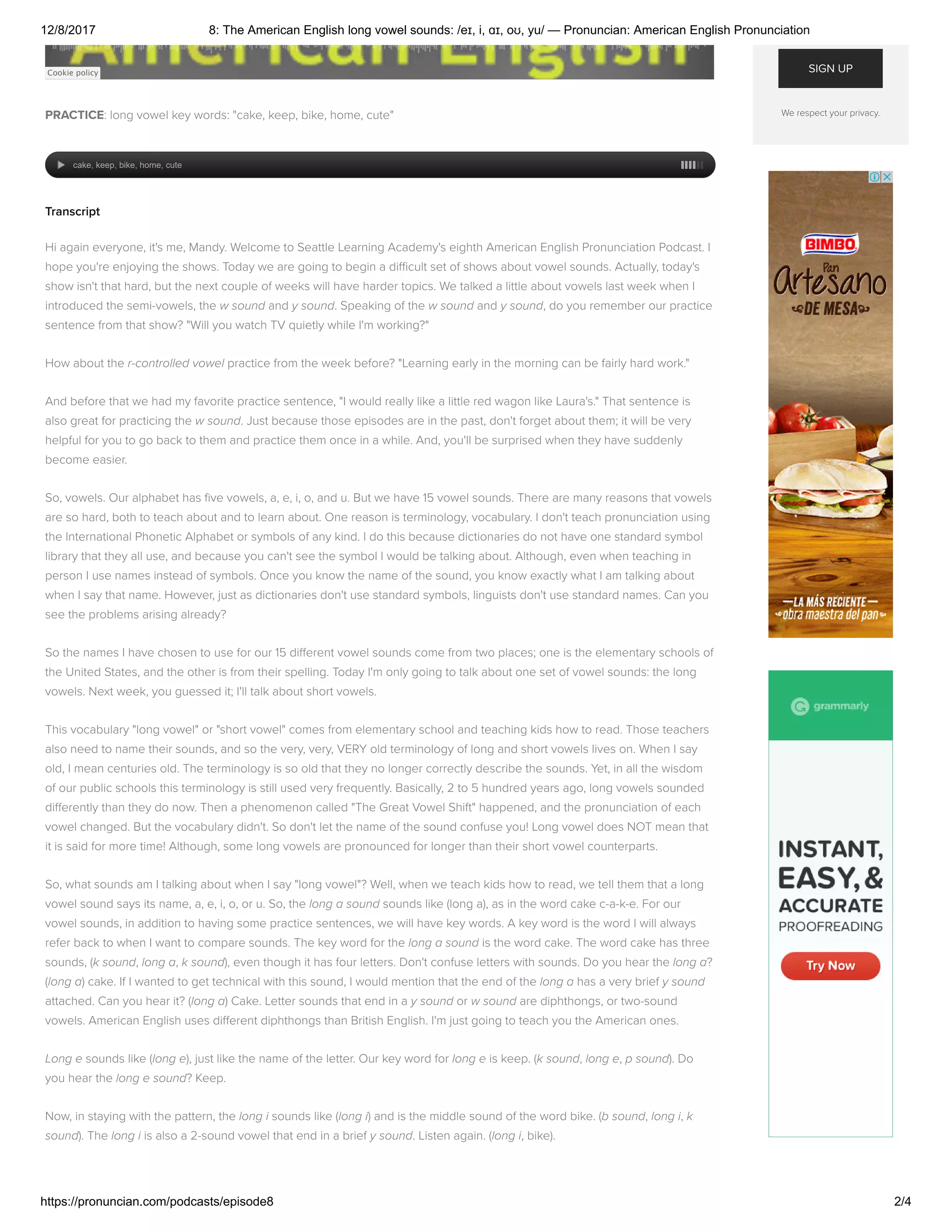 8 the american english long vowel sounds _eɪ, i, ɑɪ, oʊ, yu ...