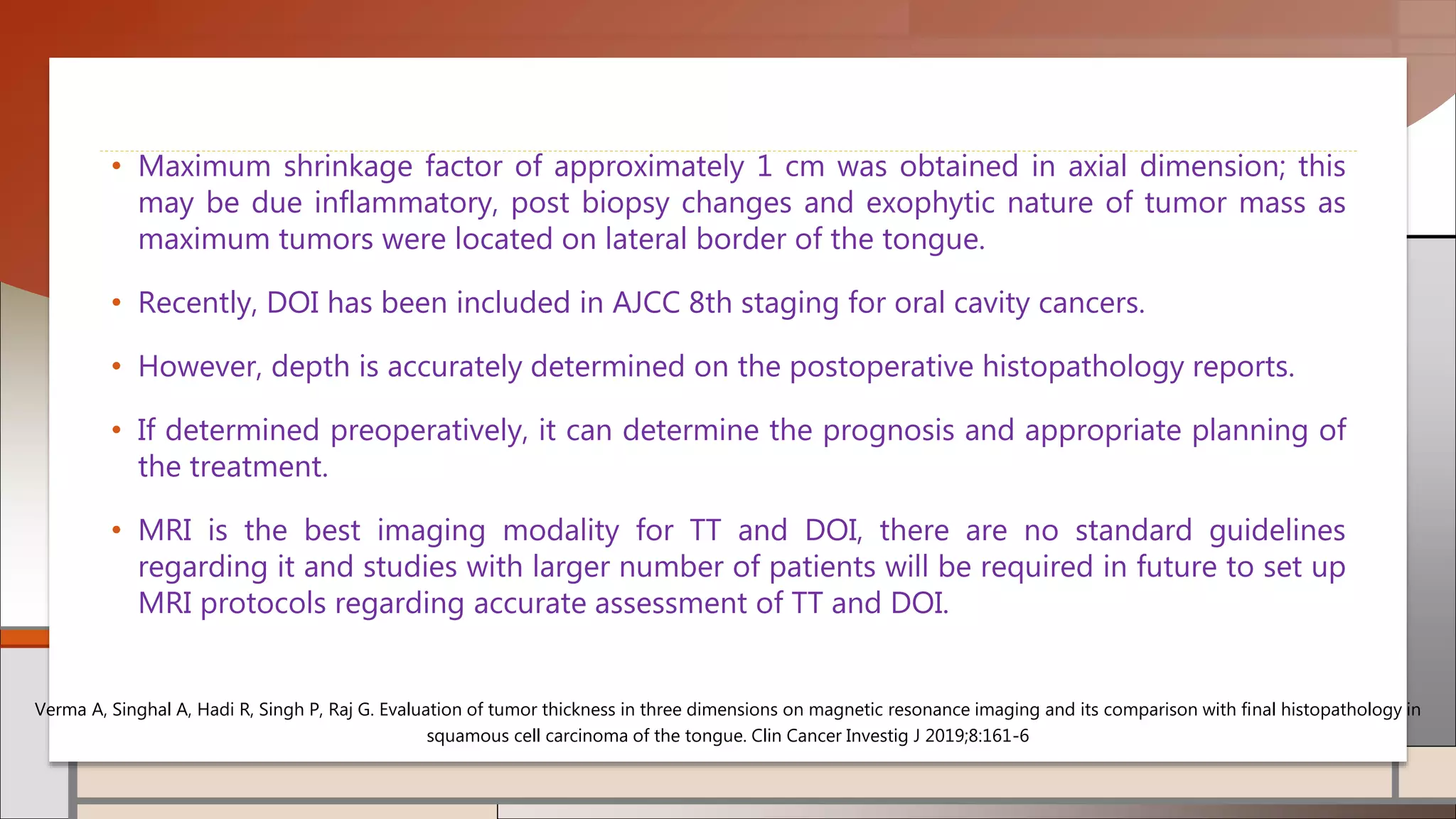 8 th edition TNM classification and significance of depth of invasion ...