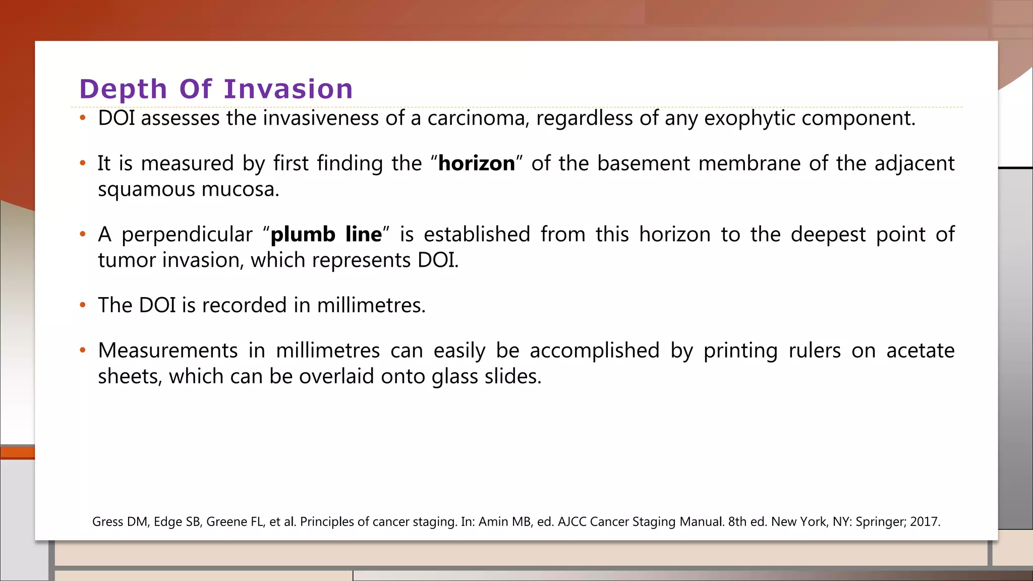 8 th edition TNM classification and significance of depth of invasion ...