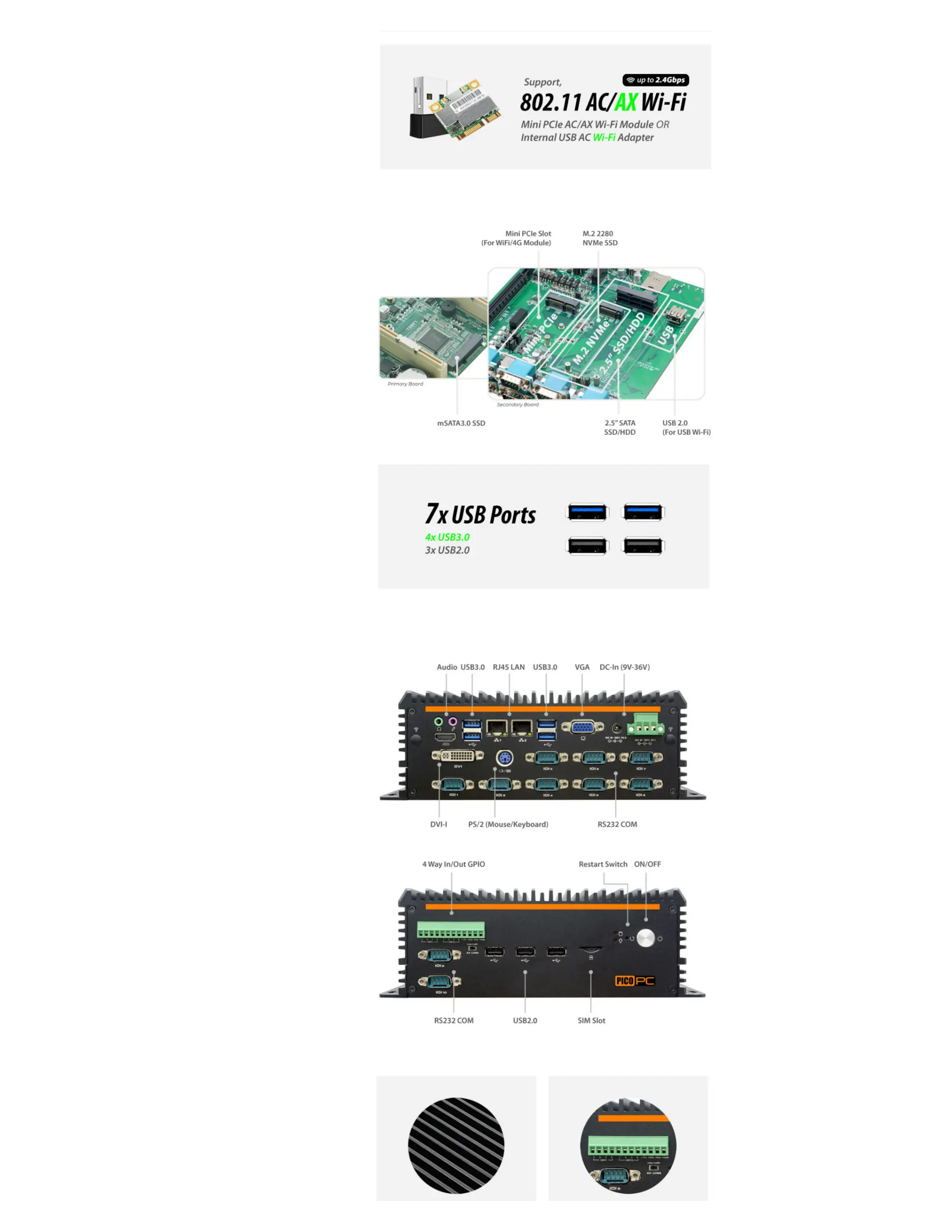 8th Gen. Intel® i7-8565U 10 COM Fanless Industrial Mini PC MNHO-082 | PDF