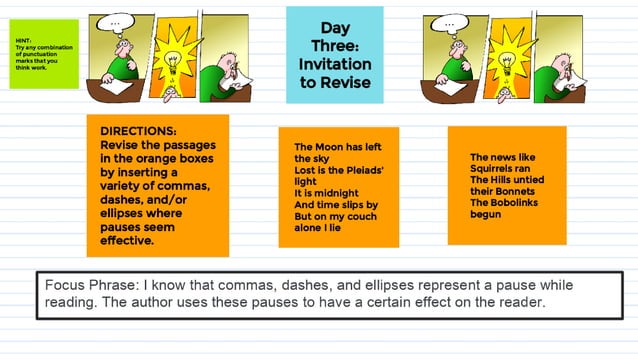 8th grade pauses with commas, ellipses, dashes (4) | PPT