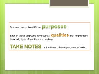 8th grade 5.1 and 5.2 lesson types of texts | PPTX