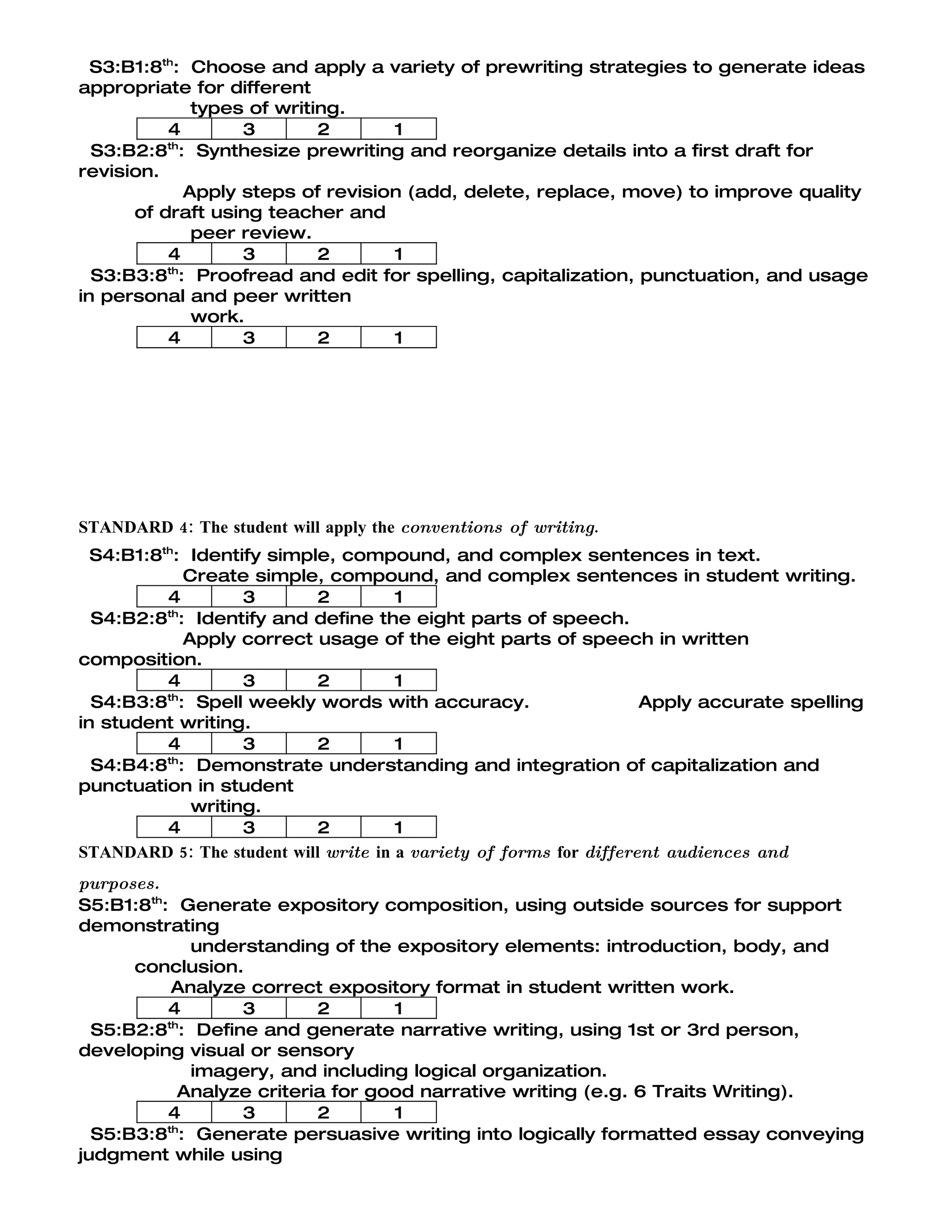 8th Grade Form Summ Scoring Rubric | DOC