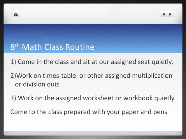 8th grade math class routine | PPT