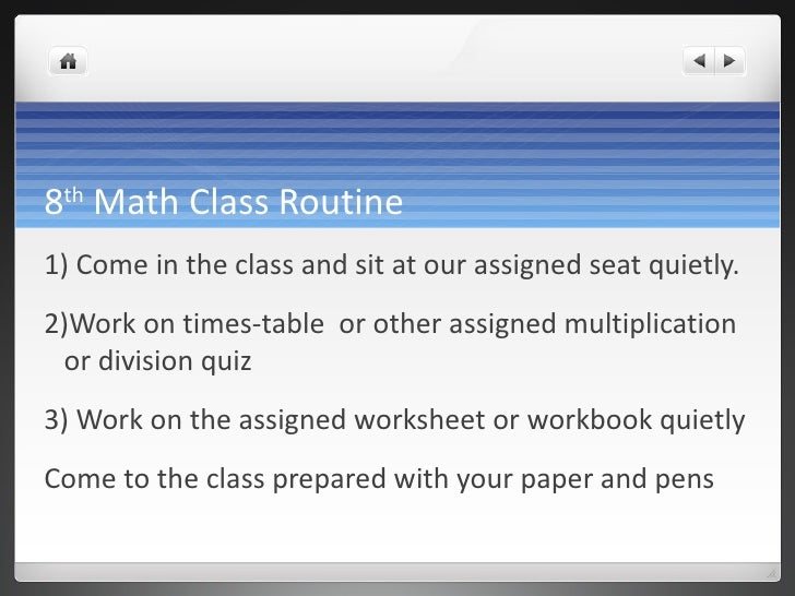 8th grade math class routine