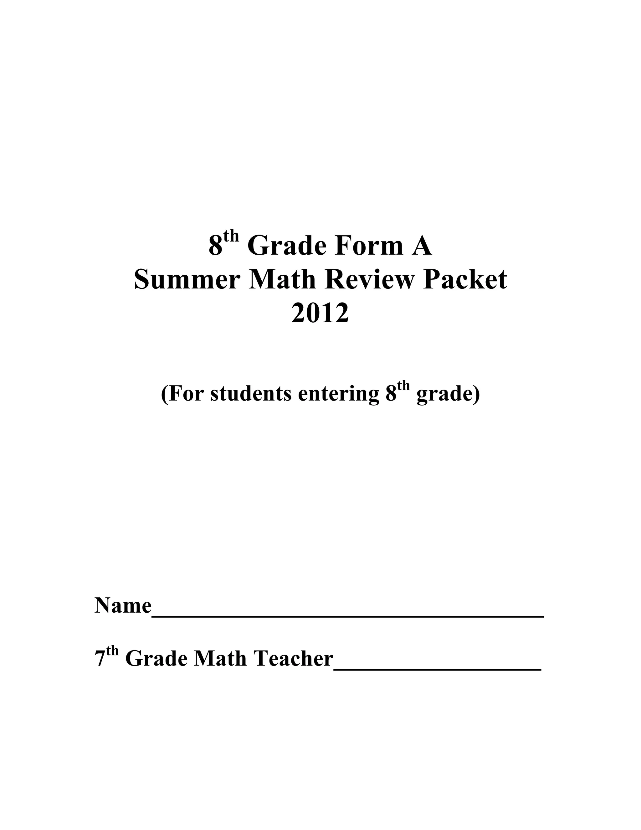 8th grade packet a | PDF