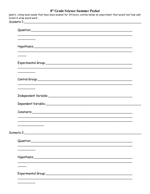 8th grade science summer packet