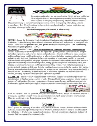 8th grade september | PDF