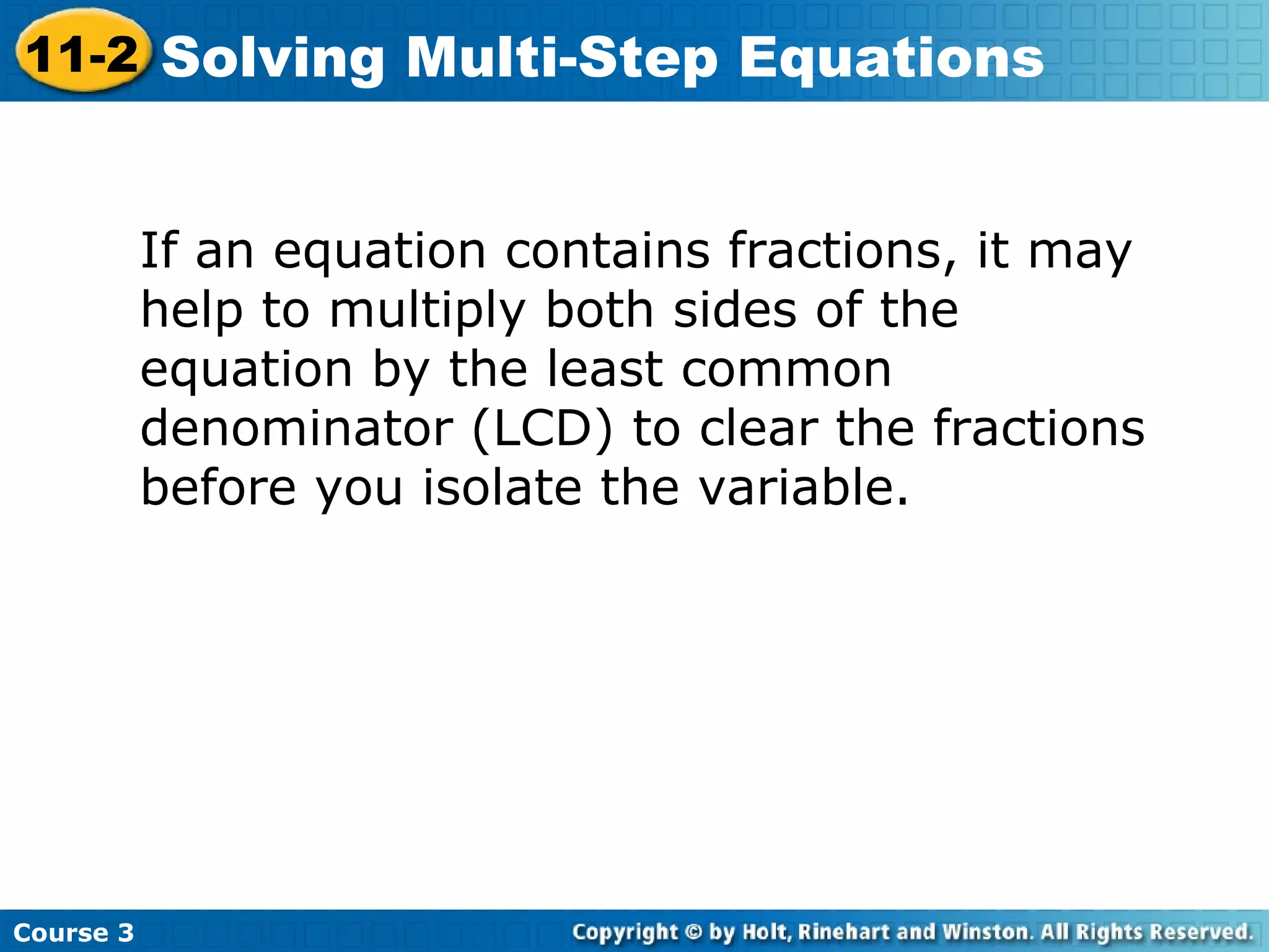 8th grade solving simple equations Practice | PPT