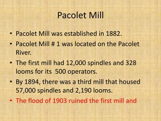 Pacolet Textile Mills | PPTX