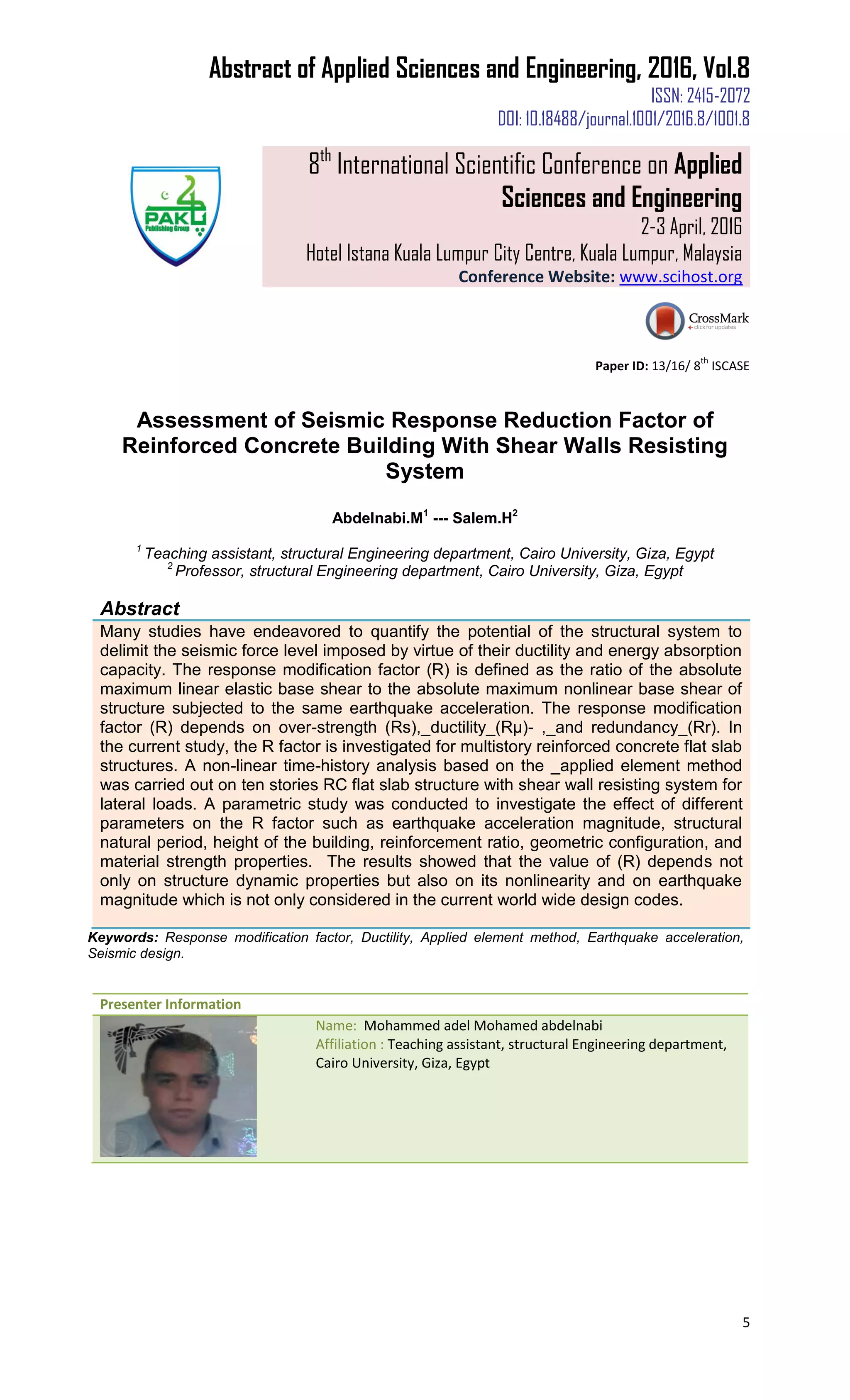 Assessment of Seismic Response Reduction Factor of Reinforced Concrete ...