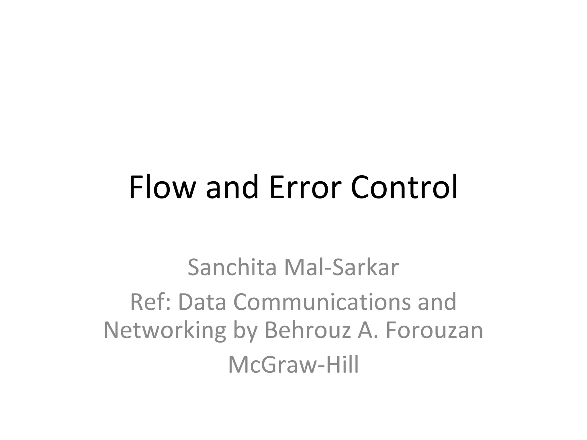 8th Lec Flow And Error Control Ppt Computer Networking Computing