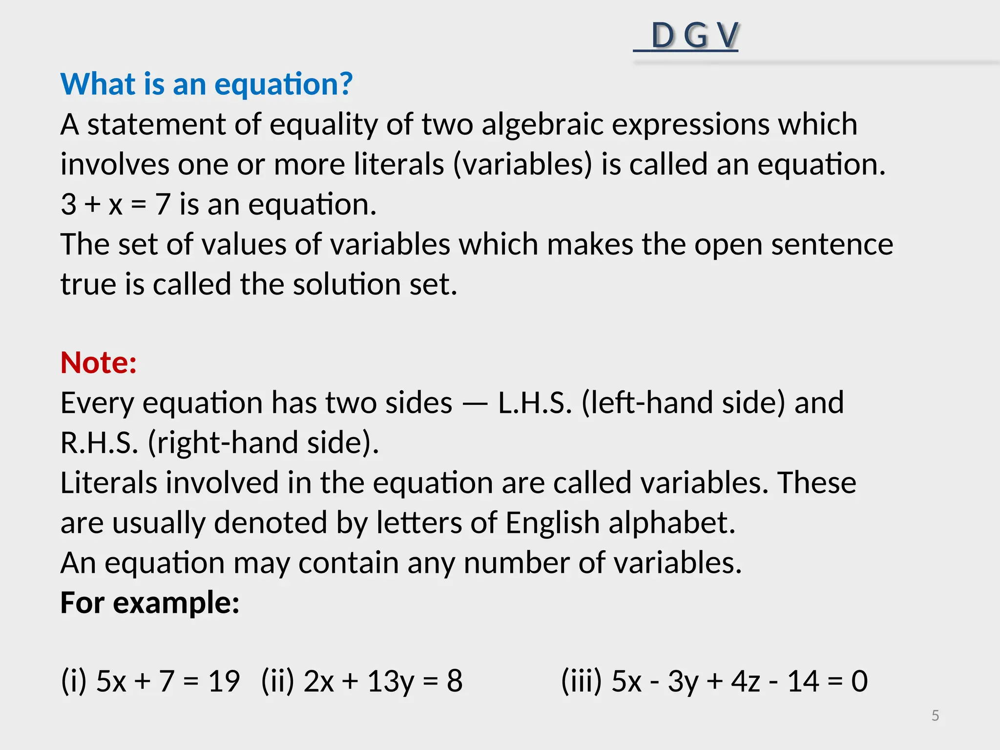 class 8th mathematics chapter linear equation in one variable | PPT