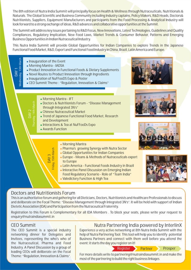 The new 8th Nutra India Summit brochure with the latest updates | PDF