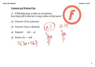 8th pre alg -l24--oct11 | PDF | Homework and Study | Education