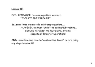 8th PreAlg - L50--Jan9 | PDF | Homework and Study | Education