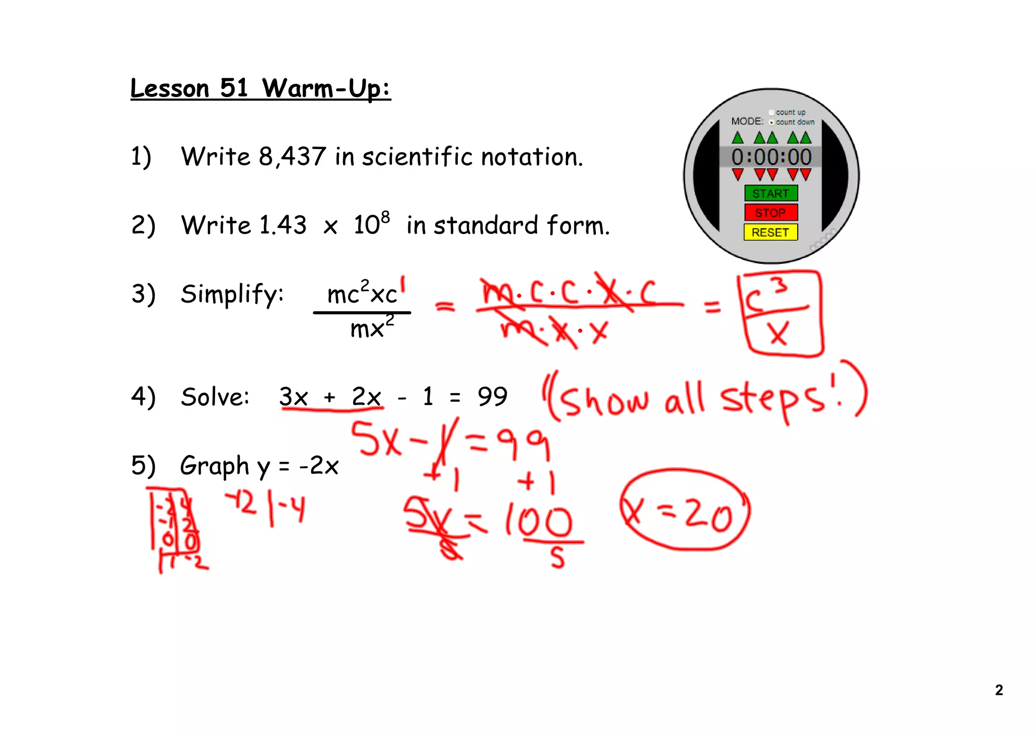 8th PreAlg - L51--Jan19 | PPT