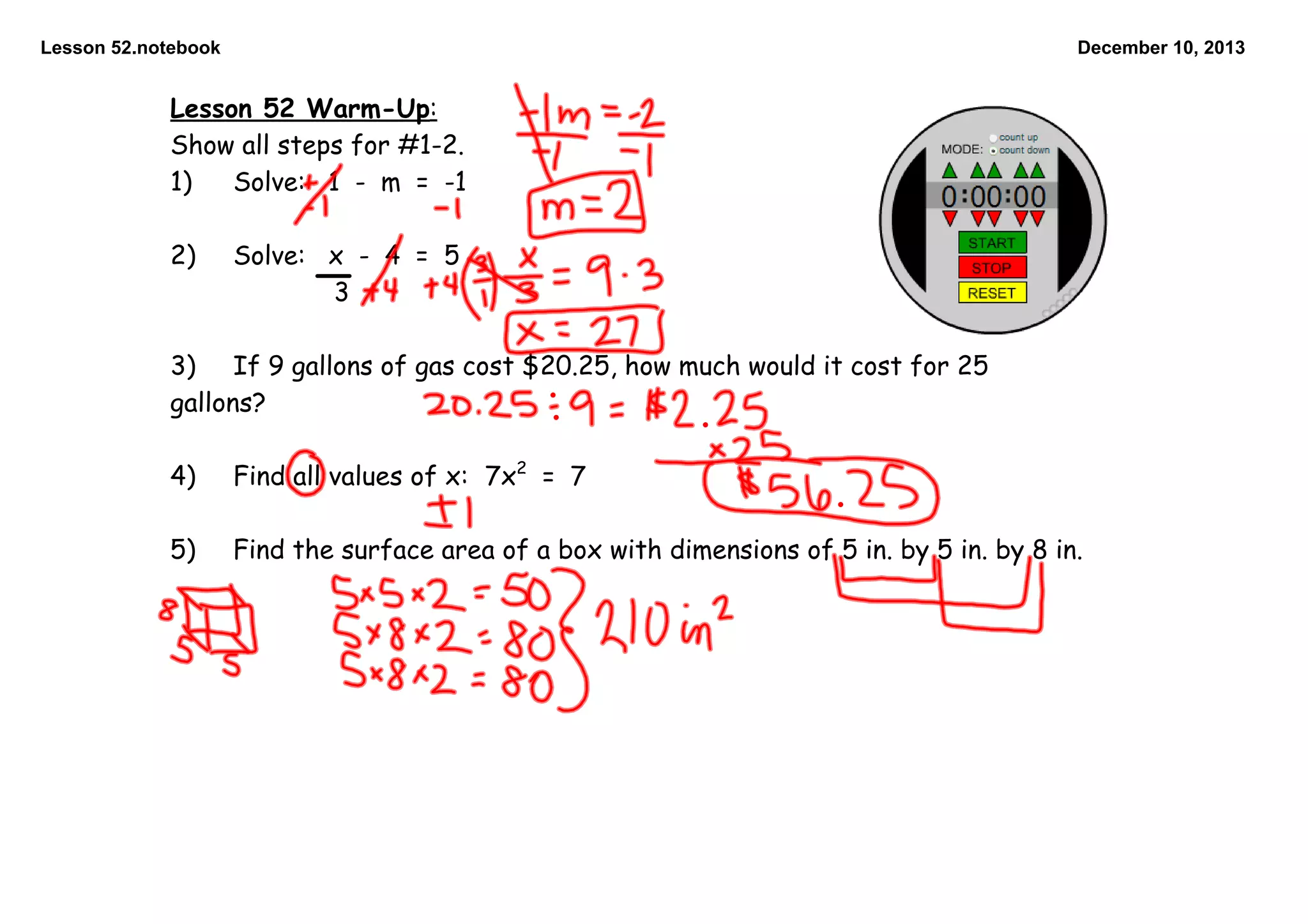 8th pre alg -l52 | PDF