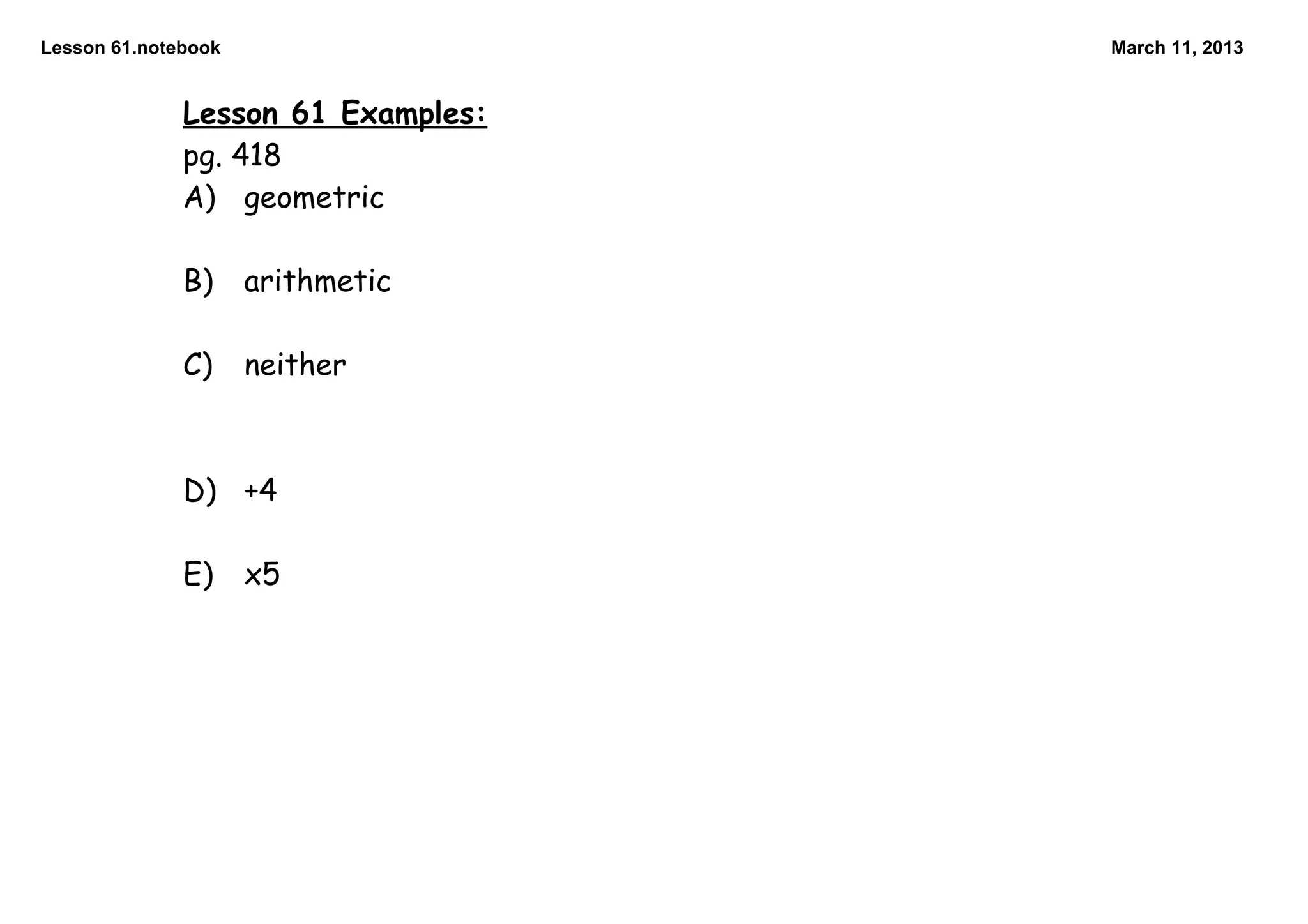 8th pre alg -l61--march11 | PDF